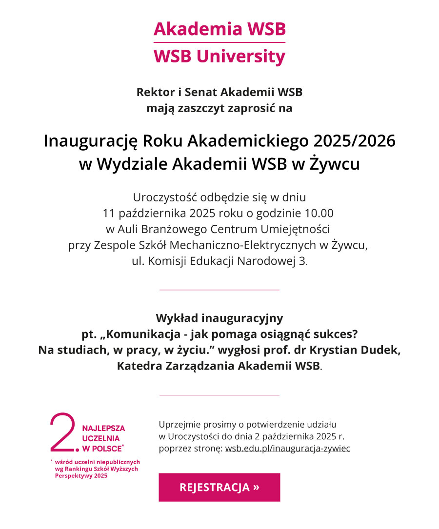 Uroczysta Inauguracja Roku Akademickiego 2025/2026 w Żywcu - Akademia WSB